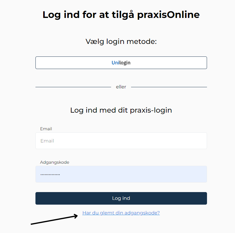 Glemt adgangskode eller brugernavn
